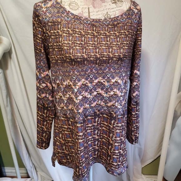 Cristinalove | Tops | Cristina Xl Tunic Embellished Multiprintcolor ...